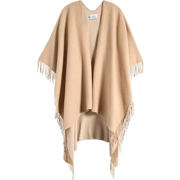 La Fiorentina Fringed Ruana - Beige