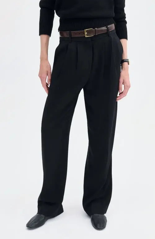 Co Crepe Pleat Front Trouser - Black