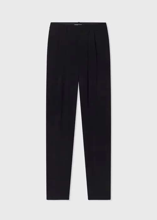Co Crepe Pleat Front Trouser - Black