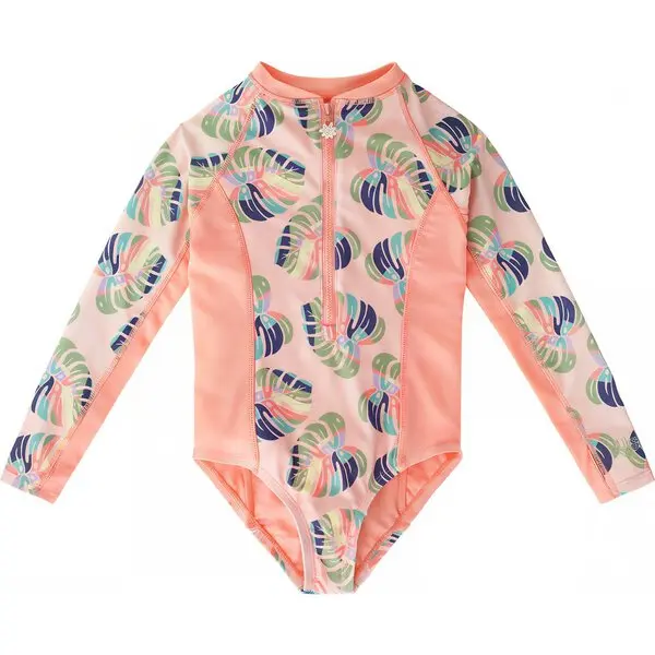 UV SKINZ Long Sleeve Half Zip Surf Suit - Rainbow Leaf