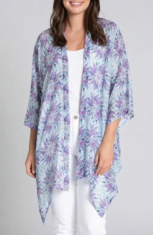 APNY Floral Print Open-front Jacket - Purple Multi