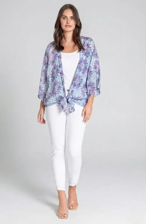 APNY Floral Print Open-front Jacket - Purple Multi