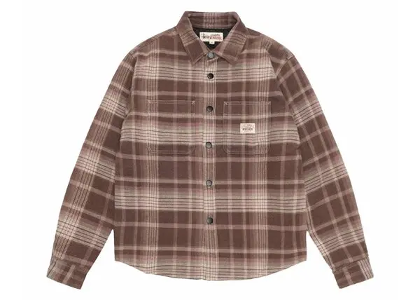 StÜssy Heavy Washed Plaid Shirt - Brown