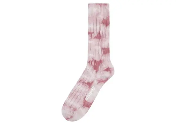 StÜssy Dyed Ribbed Crew Socks - Berry