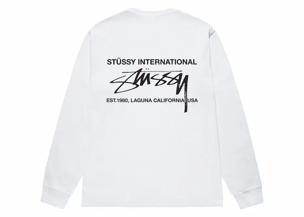StÜssy Smooth International Long Sleeve Tee Shirt - White