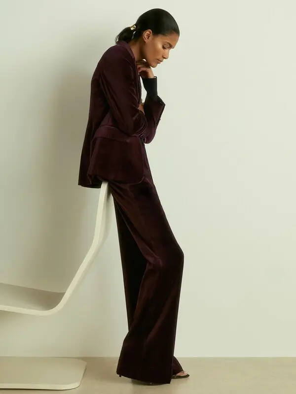 REISS Yasmin Cotton-velvet Flared Trousers