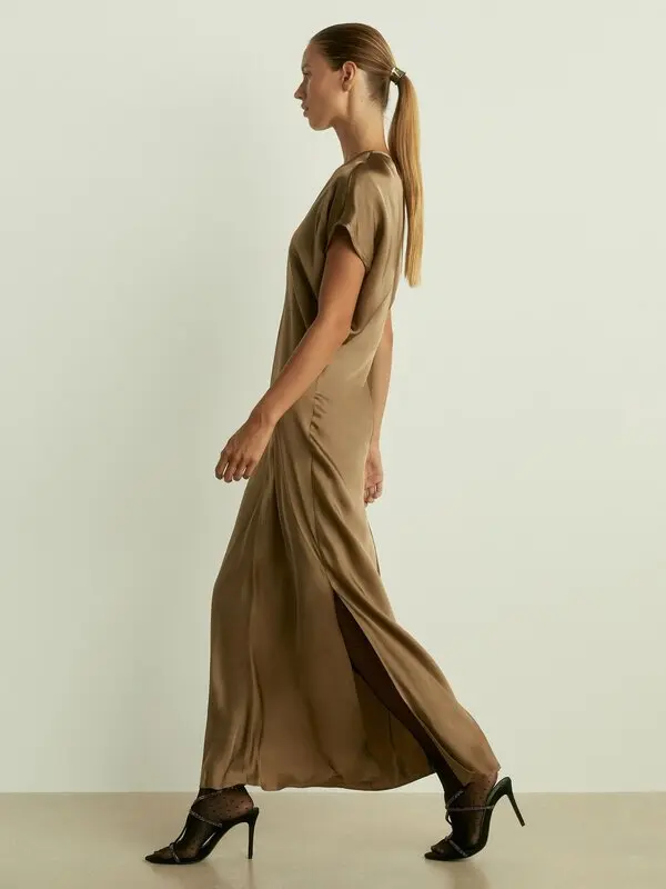 REISS Kora Satin Midi Dress