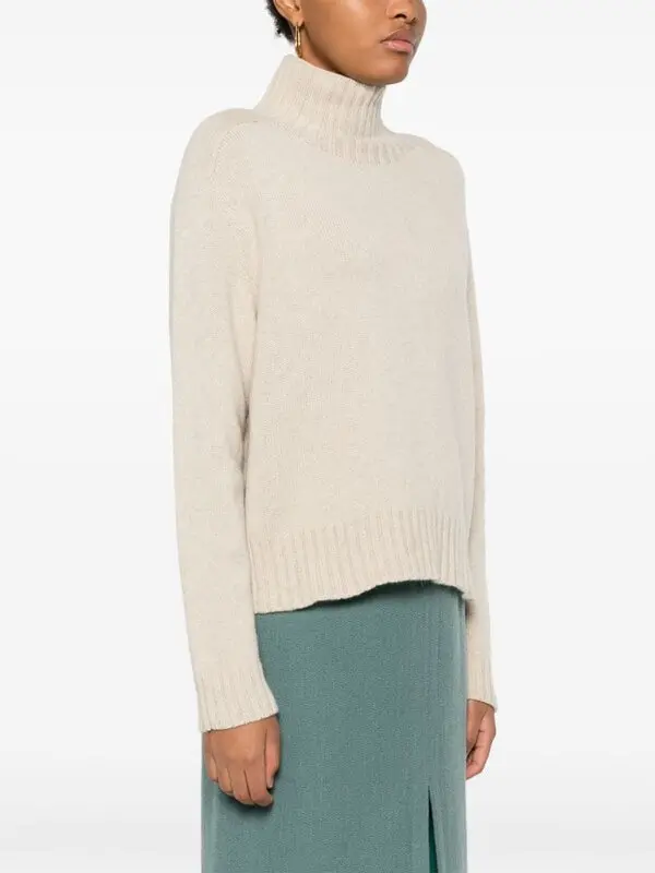 Eric Bompard Hammer-sleeve High-neck Sweater - Neutrals