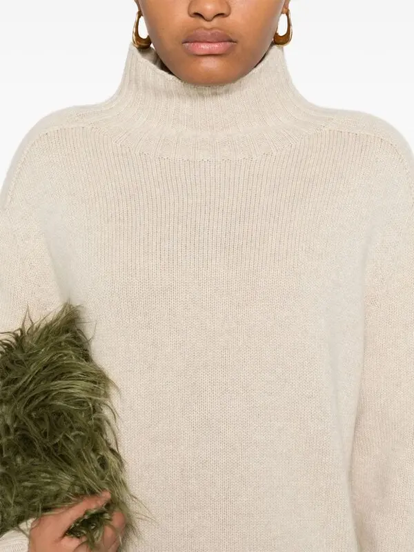 Eric Bompard Hammer-sleeve High-neck Sweater - Neutrals