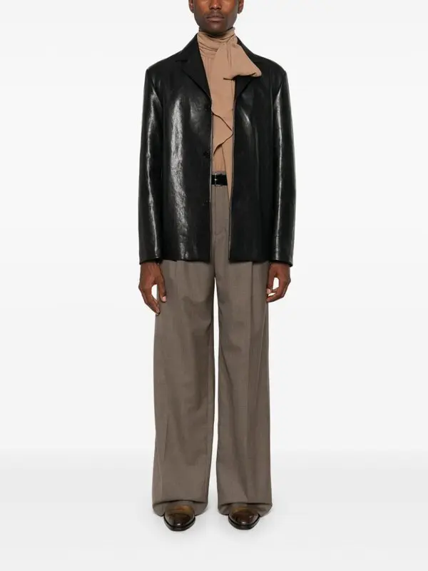Saint Laurent Wide-leg Wool Trousers - Brown