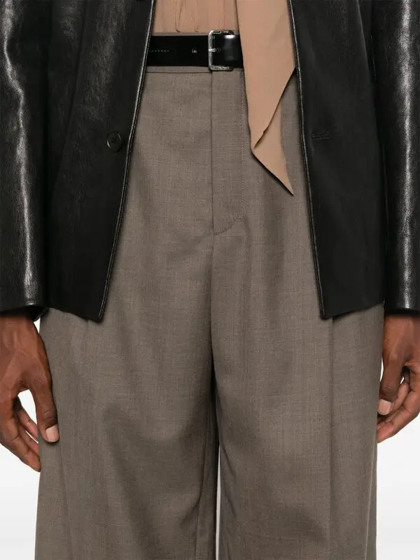 Saint Laurent Wide-leg Wool Trousers - Brown