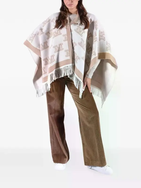 Max Mara Frine Monogram Fringed Poncho