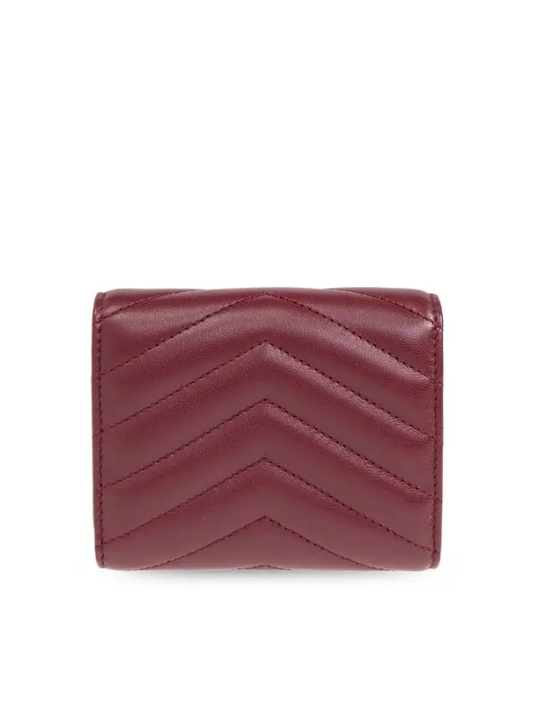 Saint Laurent Cassandre Matelassé Wallet - Red