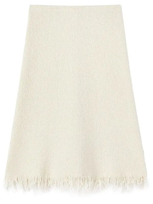 JIL SANDER A-line Frayed Detail Skirt - White