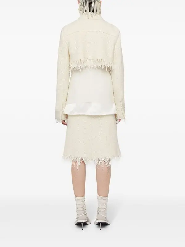 JIL SANDER A-line Frayed Detail Skirt - White
