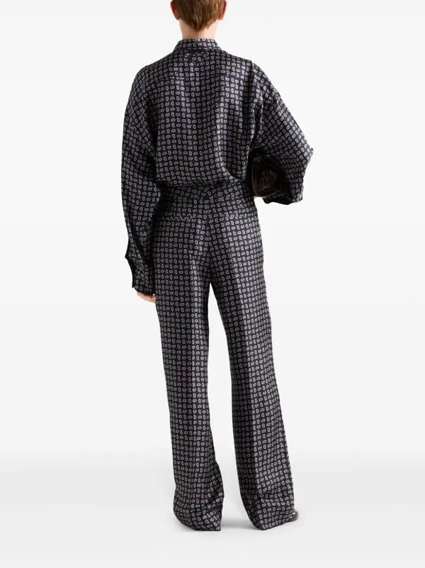 Prada Printed Twill Silk Shirt - Blue | Editorialist