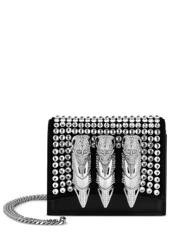 Philipp Plein Skull Knuckle Flap Shoulder Bag - Black