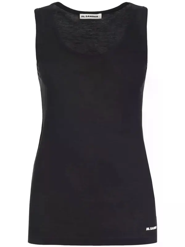 JIL SANDER Cotton Tank Top - Black