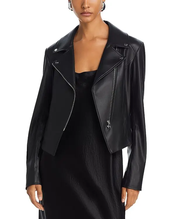 LAMARQUE Pascale Faux Leather Moto Jacket - Black