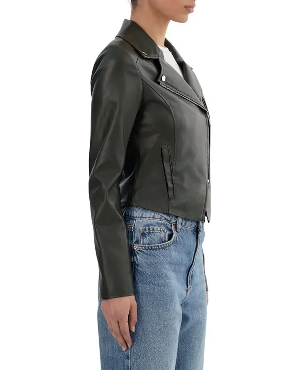 LAMARQUE Pascale Faux Leather Moto Jacket - Dark Olive