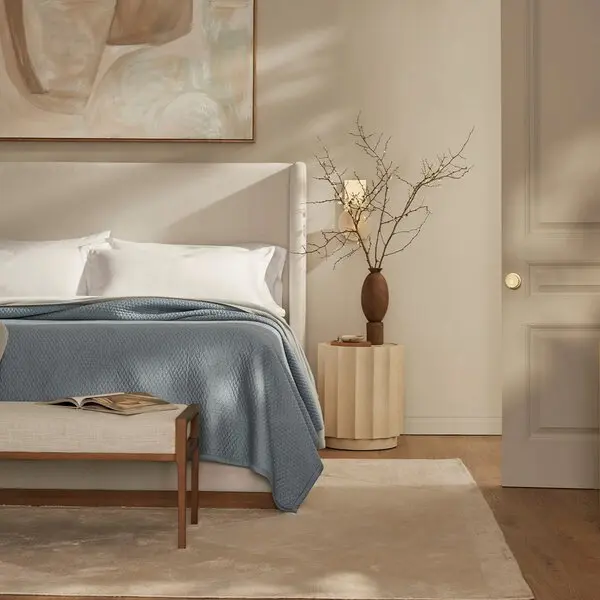 BOLL & BRANCH Signature Textured Stitch Quilt, Twin - Bluestone