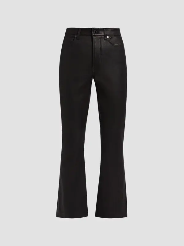Veronica Beard Carson Leather High-rise Ankle Flare Pants