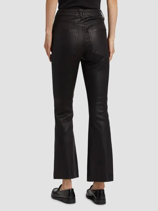 Veronica Beard Carson Leather High-rise Ankle Flare Pants