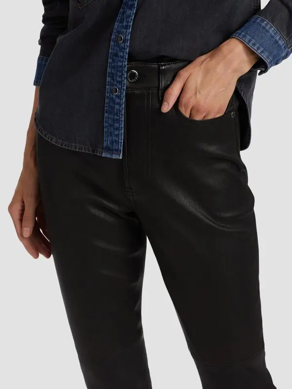 Veronica Beard Carson Leather High-rise Ankle Flare Pants
