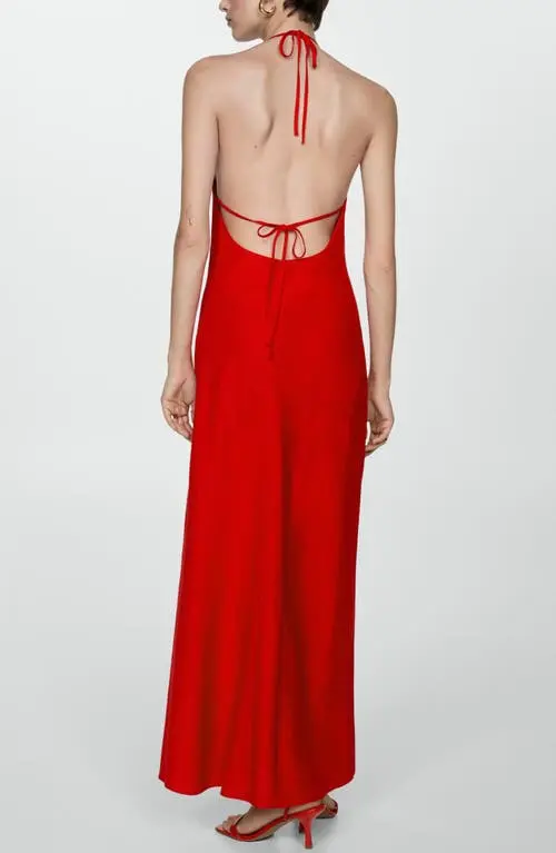Mango Halter Linen Blend Maxi Dress
