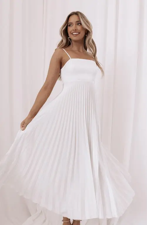 open lace back dress 1980s Ivory Pleated Satin Dress - M/L main image 0