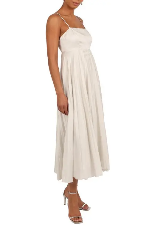 PETAL & PUP Keegan Pleated Satin Dress - White