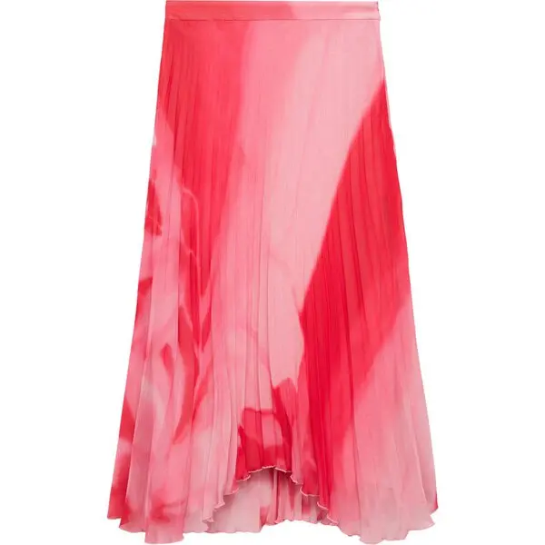 Mango Pleated Handkerchief Hem Midi Skirt