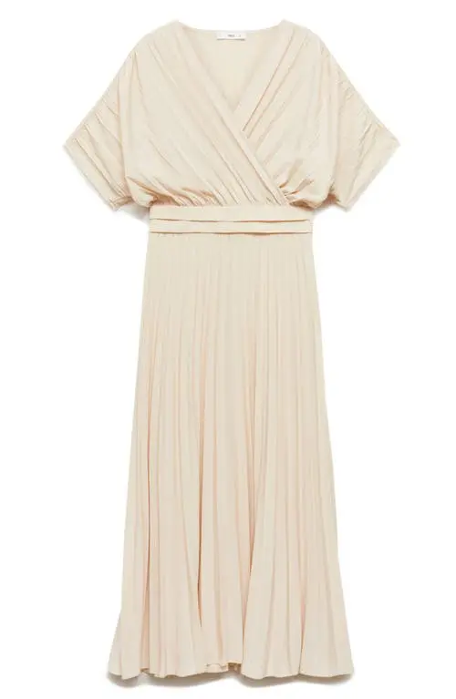 Mango Pleated Faux Wrap Dress