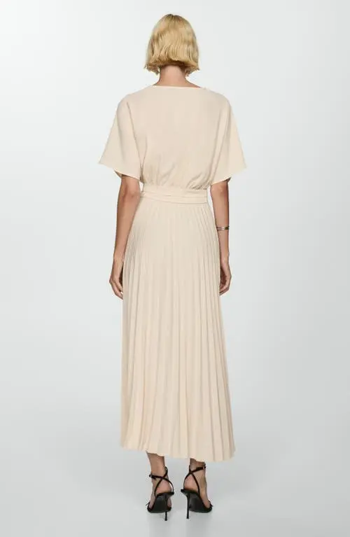 Mango Pleated Faux Wrap Dress