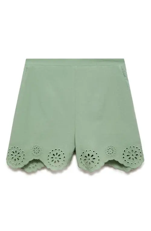 Mango Cotton Eyelet High-waisted Shorts