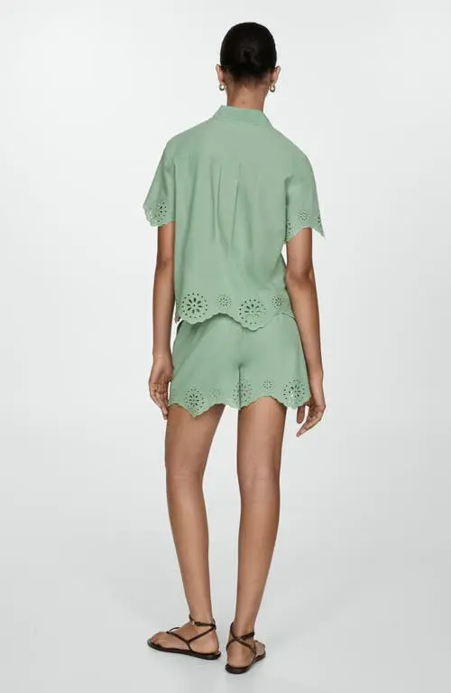 Mango Cotton Eyelet High-waisted Shorts