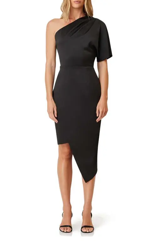 elliatt asymmetric satin cocktail dress Livia Asymmetrical Gown in Burgundy main image 0