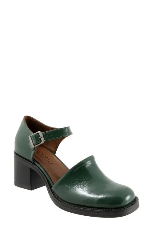 BUENO Rita Block Heel Pump - Hunter Green Patent