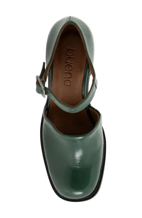 BUENO Rita Block Heel Pump - Hunter Green Patent