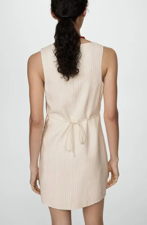 Mango Stripe Button-front Dress With Tie Back