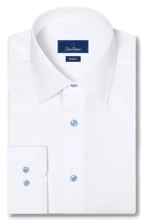 David Donahue Regular Fit Cotton Dress Shirt - White