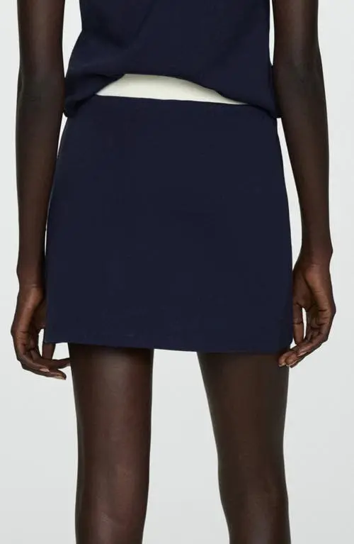 Mango Knit Miniskirt - Dark Navy