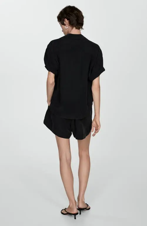 Mango Solid Cupro Blend Button-up Shirt