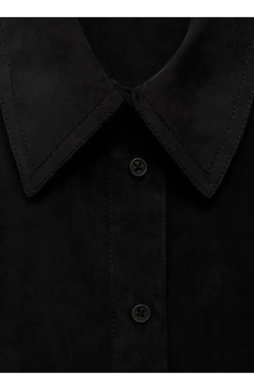 Mango Solid Cupro Blend Button-up Shirt