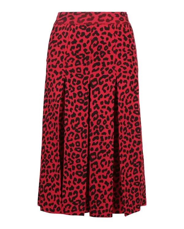 Gucci Leopard Print Silk Skirt