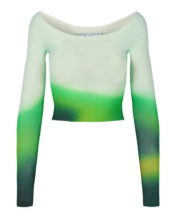 Off-White Blurred Seamless Knit Top - Multicolor