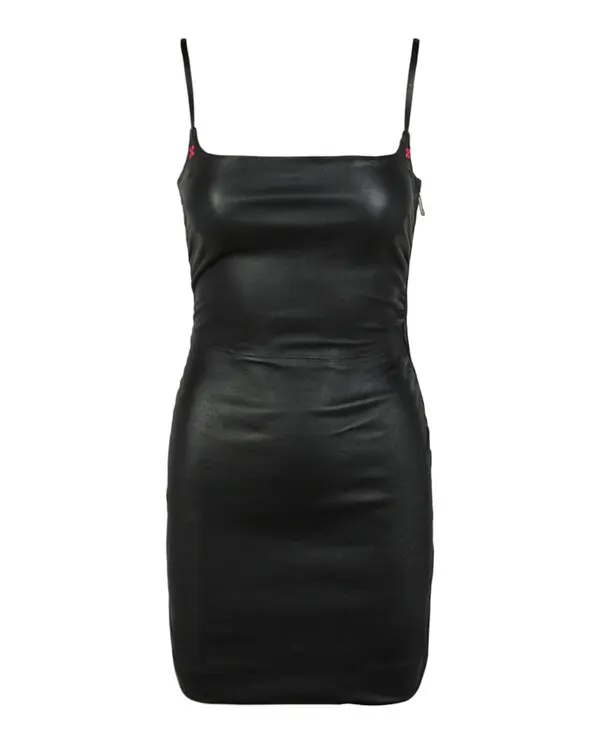 Off-White Stretch Leather Mini Dress - Black | Editorialist