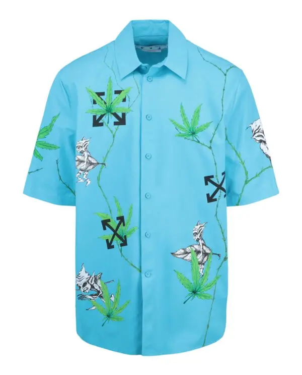 Off-White Weed Over Short Sleeve Shirt - Blue