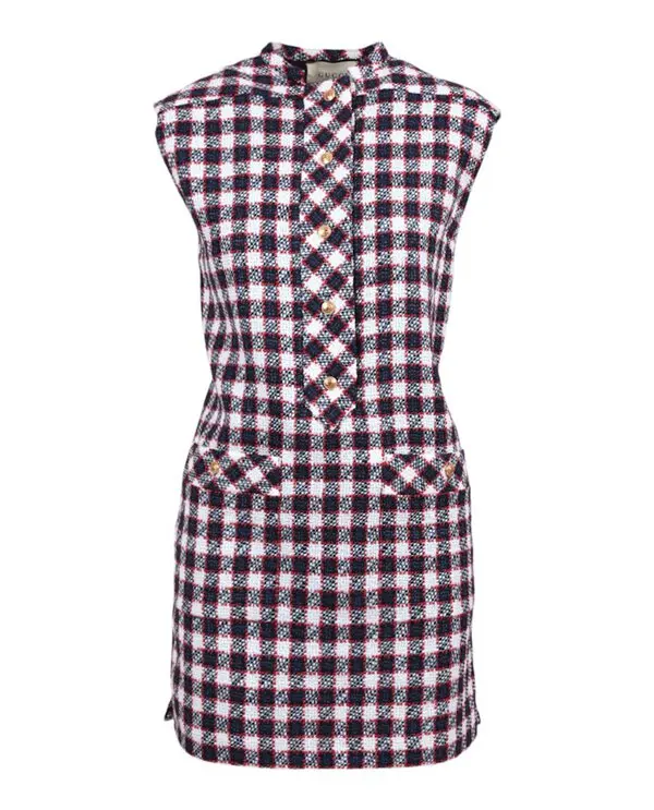 Gucci Check Tweed Tunic Dress