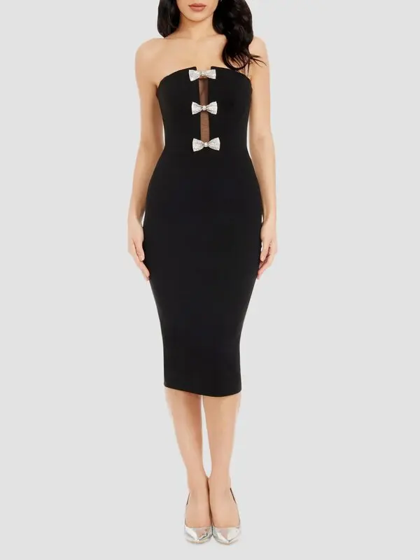 Dress The Population Erica Crystal-embellished Strapless Body-con Midi-dress